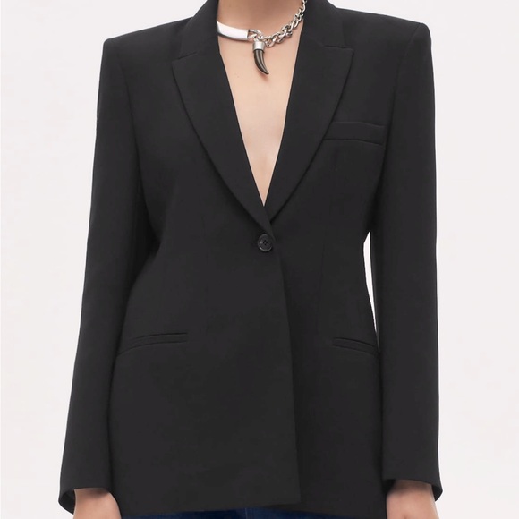 Zara | Jackets & Coats | Fitted Blazer With Shoulder Pads Zw Collection ...